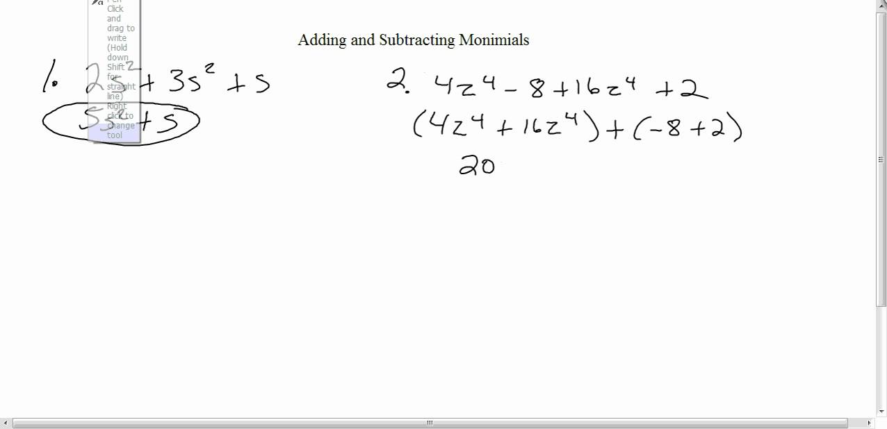 Adding And Subtracting Monomials YouTube Adding And Subtracting Monomials YouTube