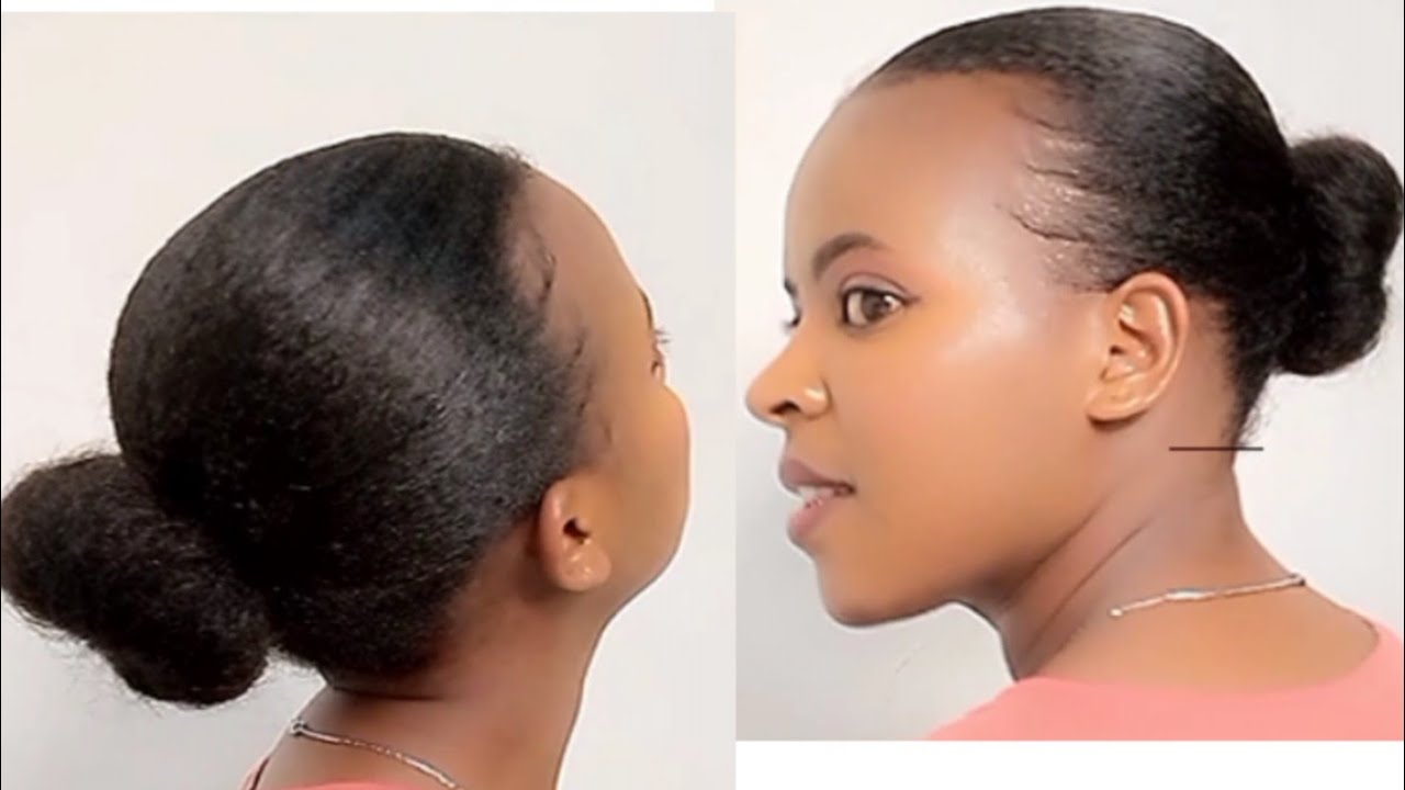 How To: Style natural hair with nice and lovely styling gel. Low bun ...