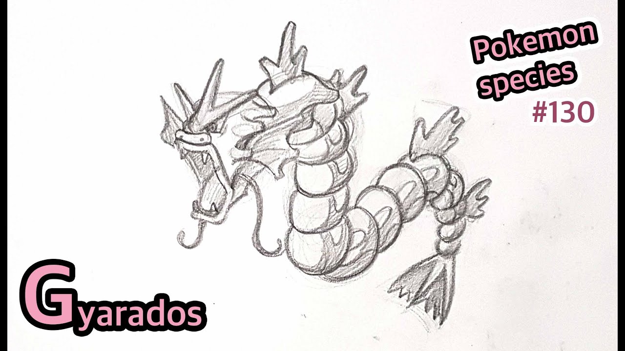 Draw Gyarados/Pokemon #130 /Easy Step By Step Drawing Tutorial/갸라도스그리기 ...