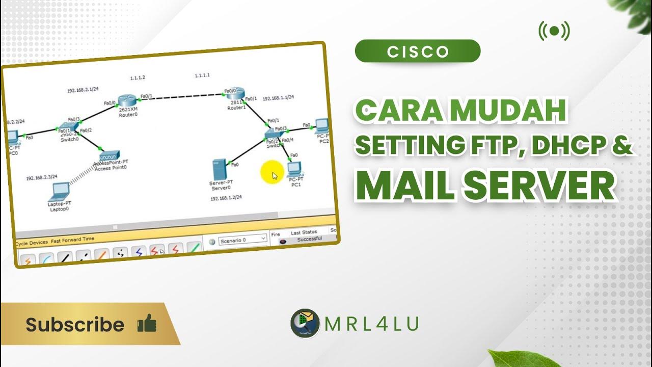 Cara Mudah Setting Dhcp, Ftp dan Mail Server | Cisco Paket Tracer - YouTube