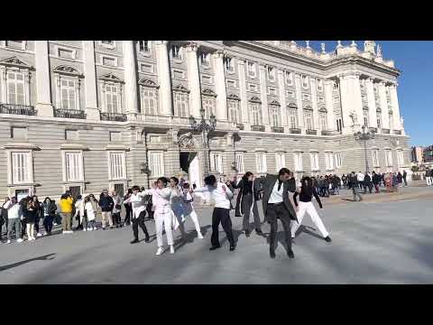 BTS Spanish fans performing in front of Spanish Royal Place Madrid
