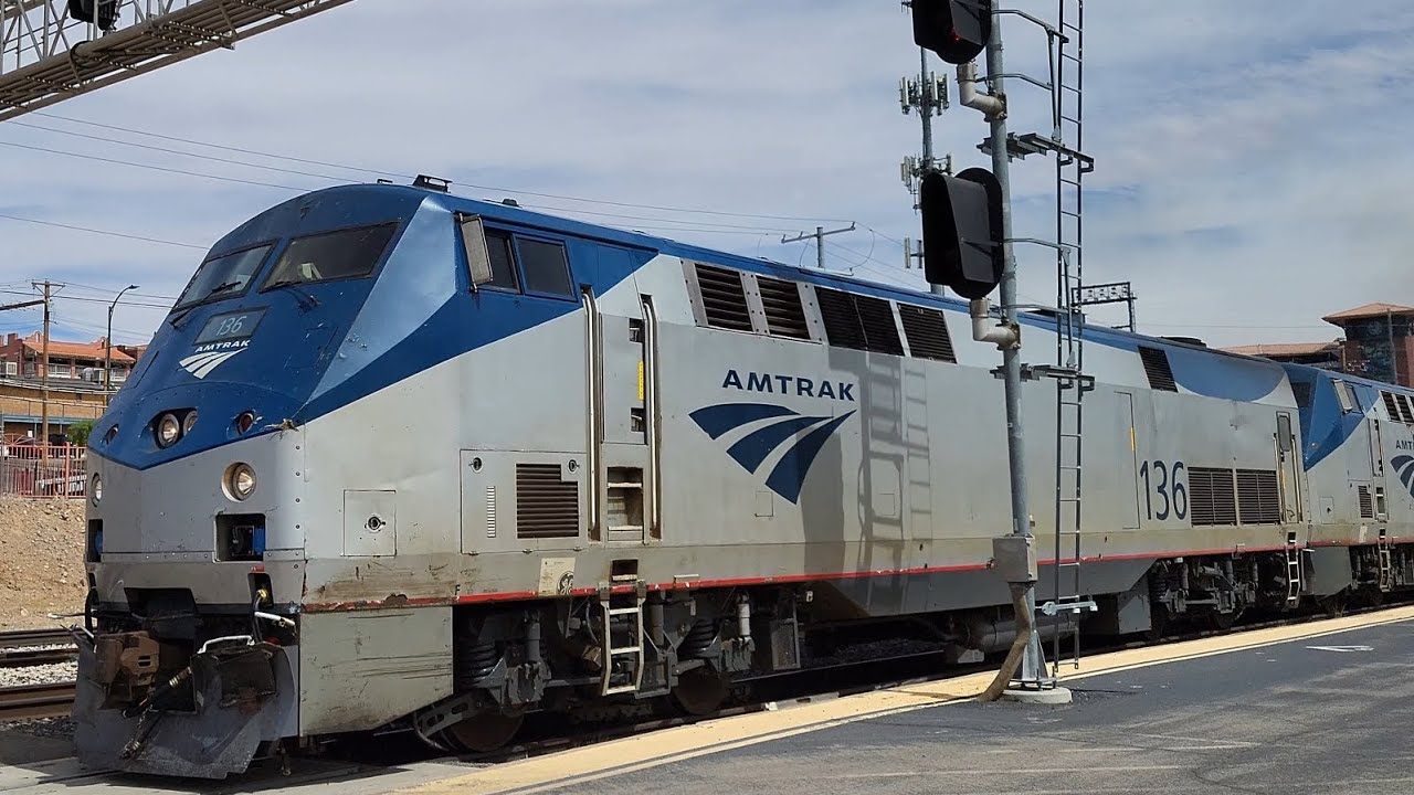 Amtrak #136 leading the Sunset Limited with wave from crew - YouTube