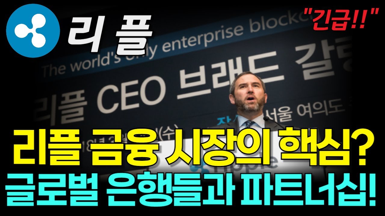 리플코인 긴급 리플 금융시장의 핵심 글로벌 은행과 파트너십 진행 Youtube