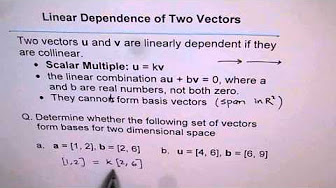 Vectors: Linearly Dependent Independent - YouTube