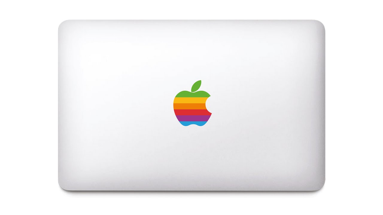 How to apply MacBook retro logo sticker on space grey MacBook lid - YouTube