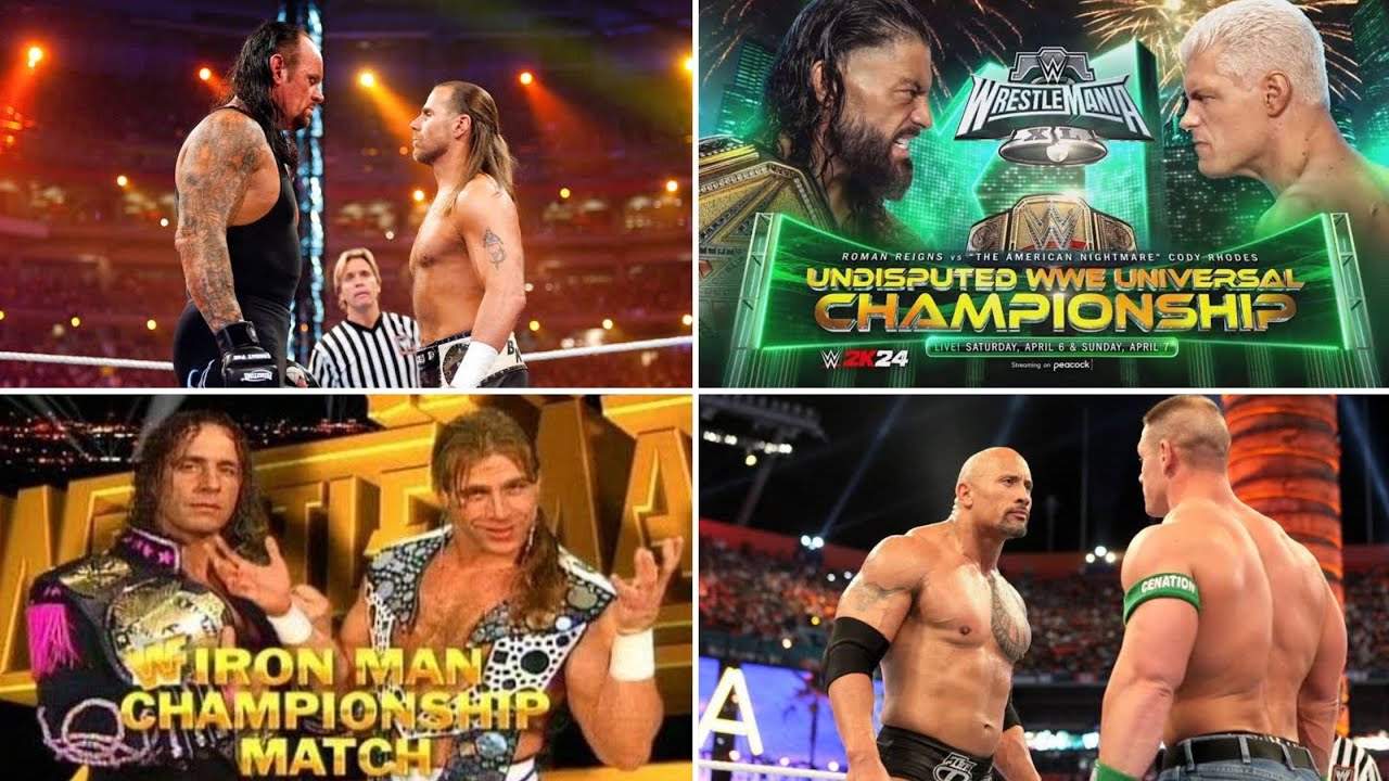 EVERY WRESTLEMANIA MAIN EVENT MATCH CARD & WINNERS(1-40) - YouTube