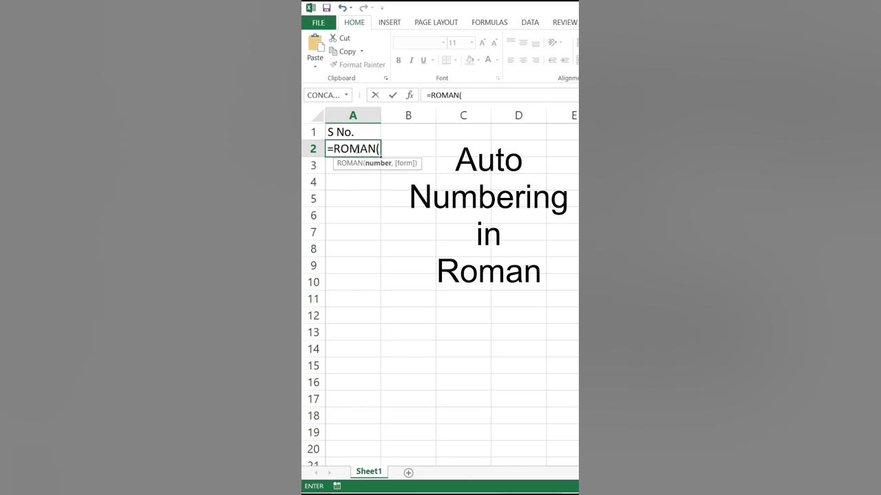 Auto numbering in Roman | Excel Tricks - YouTube