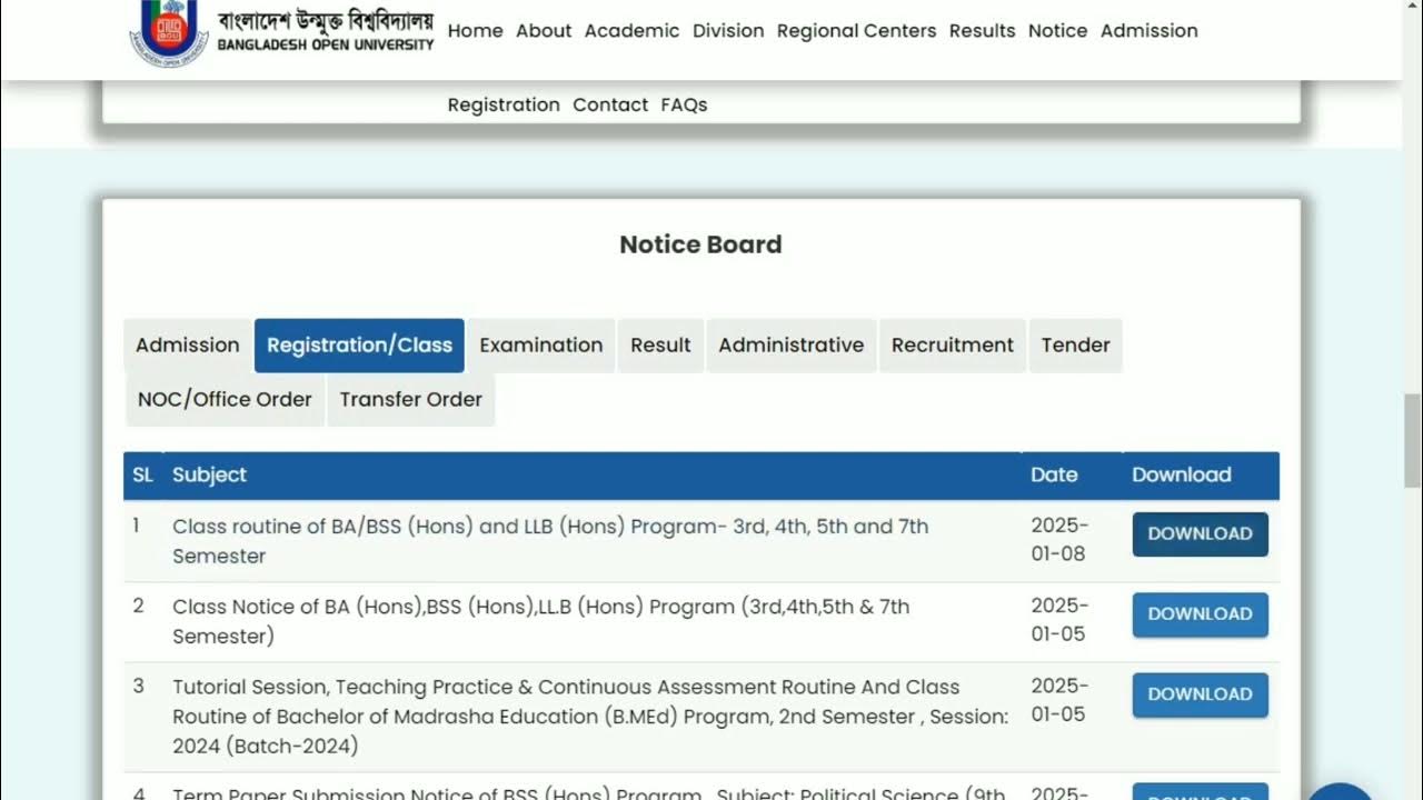 open university update notice || 8 January update notice|| সবশেষ প্রকাশিত নোটিশ - YouTube