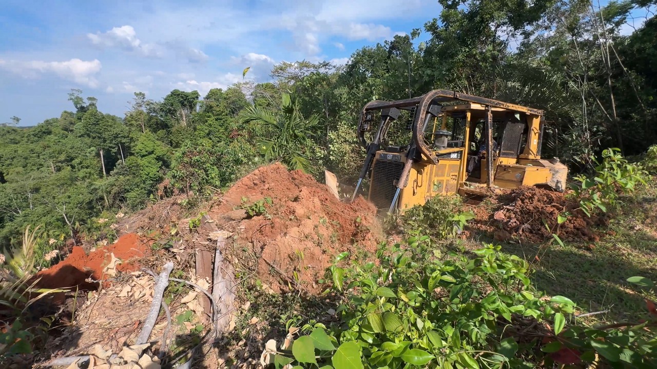 Clearing a Path in Difficult Terrain with a D6R XL Bulldozer - YouTube