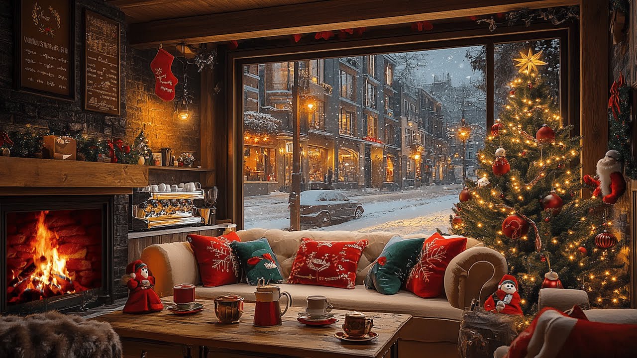 Snowy Christmas Day | Warm Fireplace Ambience for a Calm and Peaceful ...