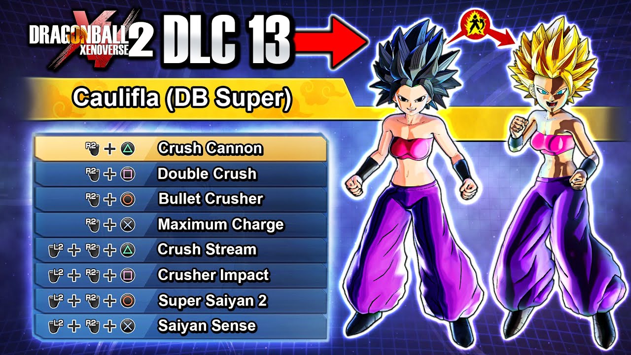NEW DLC 13 BASE CAULIFLA TRANSFORMS + MOVESET? Dragon Ball Xenoverse 2 ...