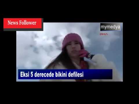 Bu kadar da olmaz Eksi 5 derecede bikini defilesi