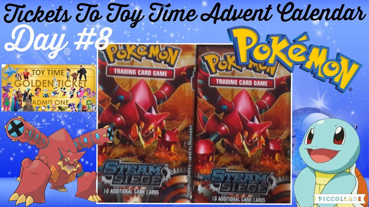 TWO Pokemon TCG Steam Siege Volcanion Fake Packs Advent Calendar Day #8 ...