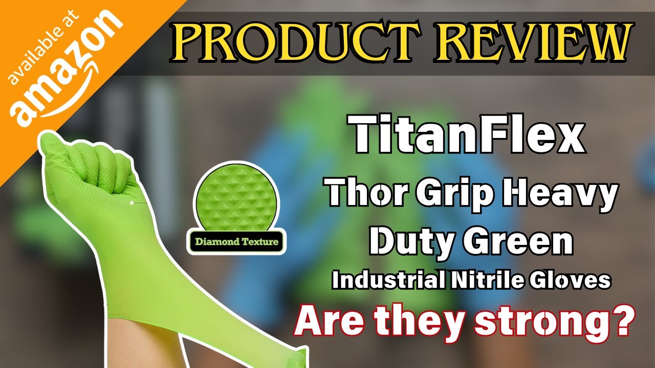 TitanFlex Thor Grip Heavy Duty Green Industrial Nitrile Gloves | Full ...