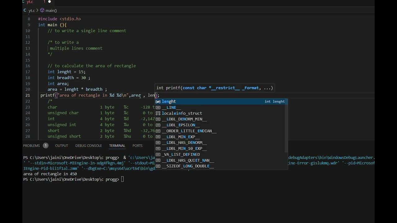 Comments , Variable ,Data types , Format Specifiers - YouTube