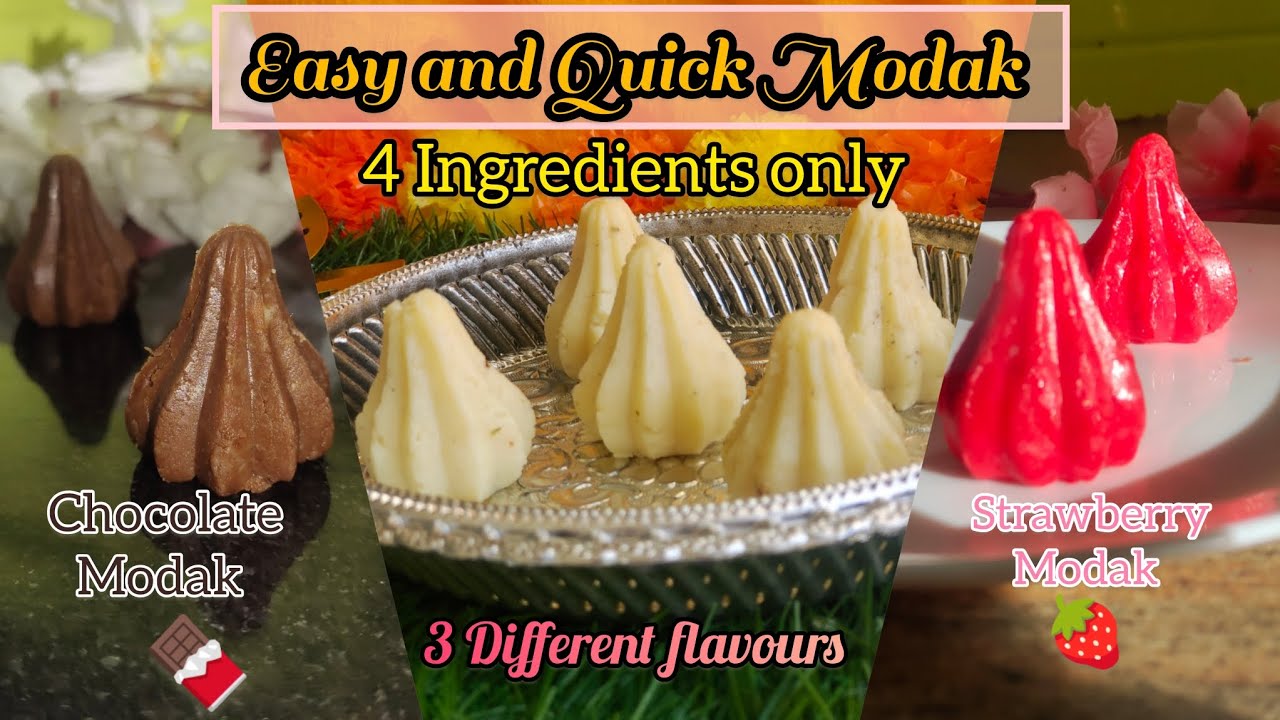 Easy Modak recipe in hindi | Chocolate modak |Strawberry modak | Mawa ...