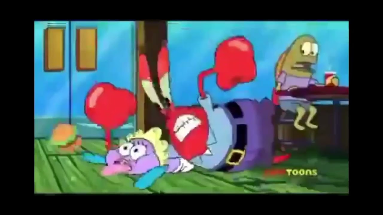 mr krabs body slams a baby - YouTube