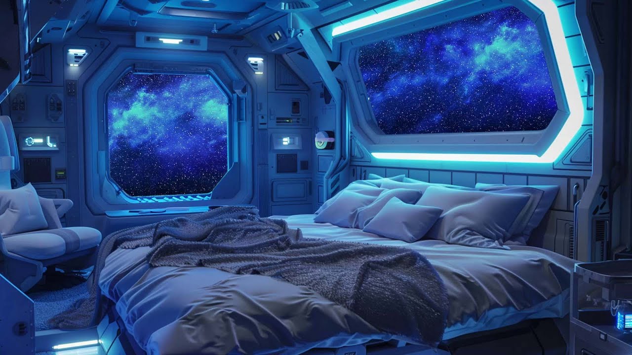 10 Hours Cosmic Zen Oasis | Spaceship Bedroom Ambiance with Deep Sleep ...