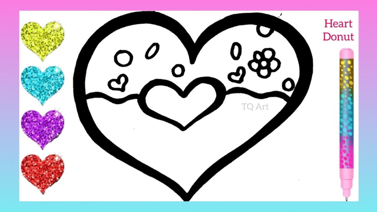 How to draw a Heart Donut step by step || Heart Donut Drawing ...