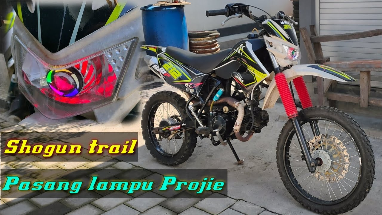 Shogun kancil modif trail KLX pasang lampu projie - YouTube