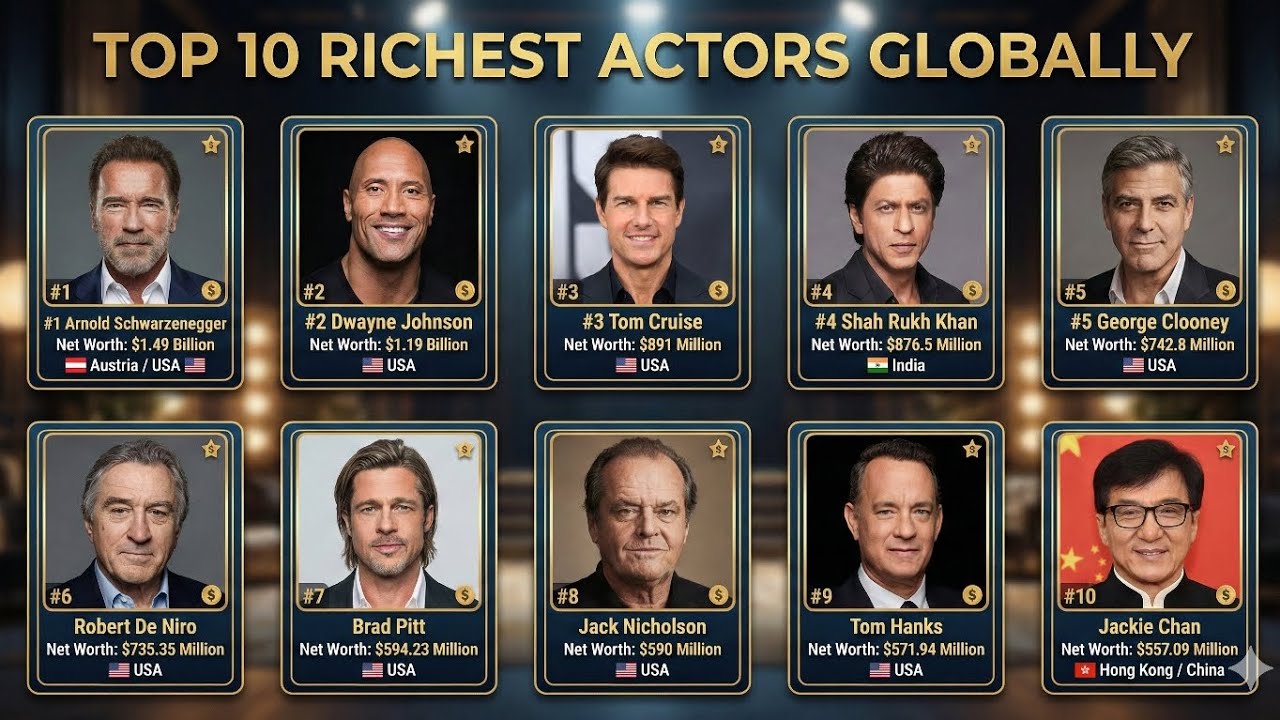 “2025’s Top 10 Wealthiest Film Actors – Hollywood + Bollywood Rich List ...