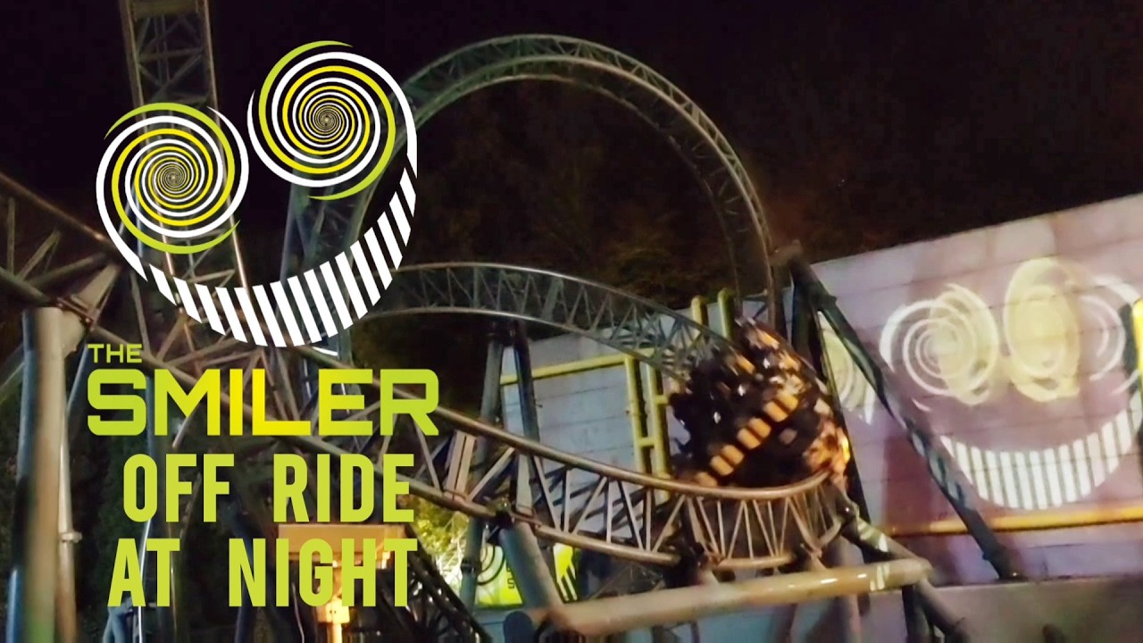 The Smiler off ride at night. - YouTube