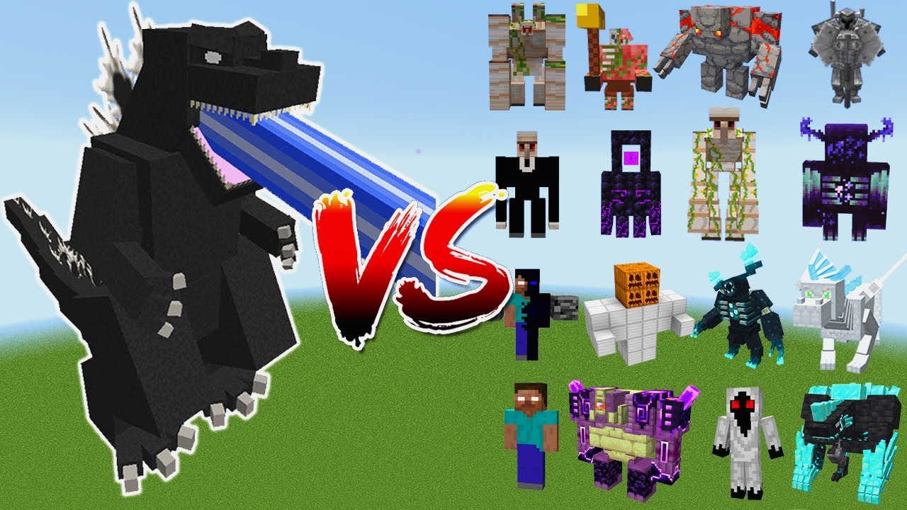 GODZILLA vs All Minecraft Mutant Bosses - Minecraft Mob Battle - YouTube