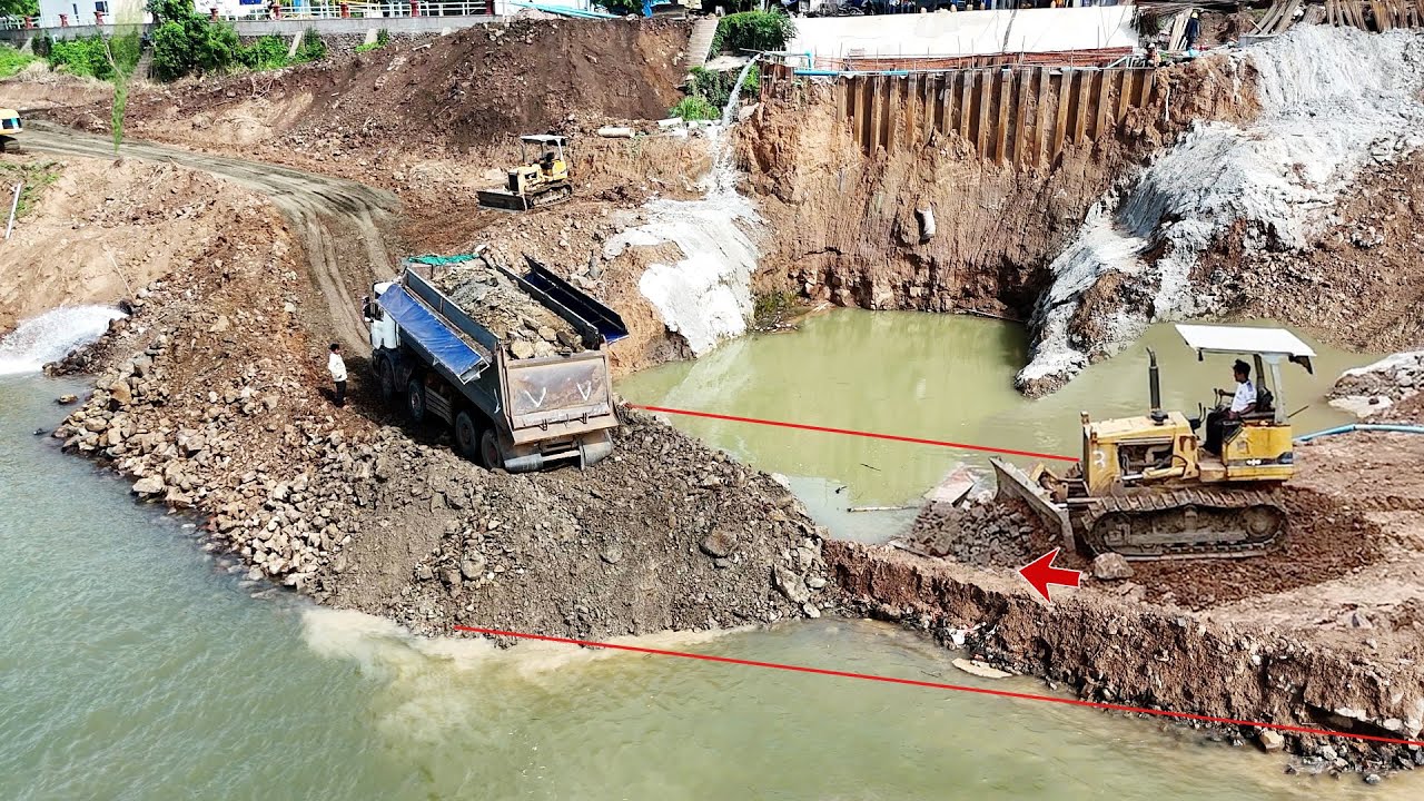 Incredible project of Dumping Rock To Connect Around A Big Hole by Dump ...