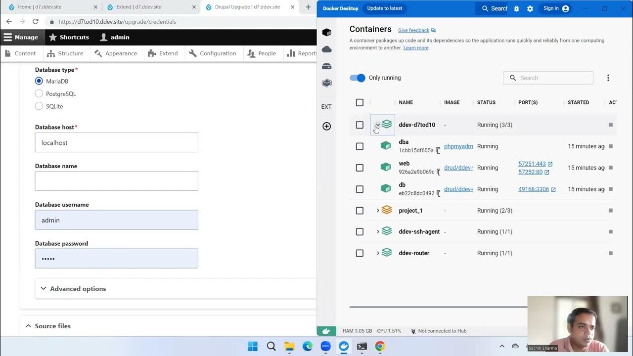 How to connect Drupal 7 ddev database from a Drupal 10 instance in Hindi - YouTube