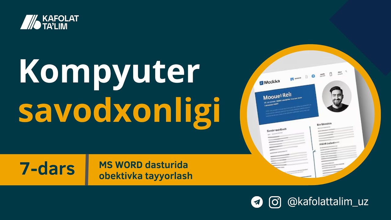 Kompyuter savodxonligi | 7-dars | Obektivka tayyorlash - YouTube