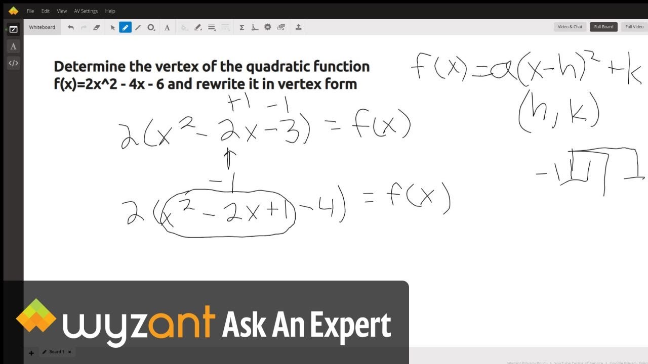Find the Vertex and Vertex Form of a Quadratic in Standard Form - YouTube