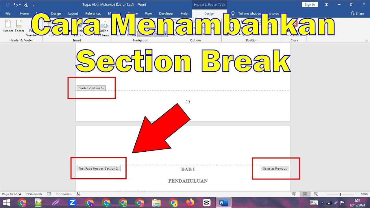 Cara Menambahkan Section Break di Word - YouTube