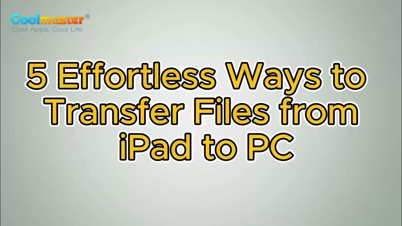 How to Transfer Files from iPad to PC? 5 Ways You Can't Miss - YouTube