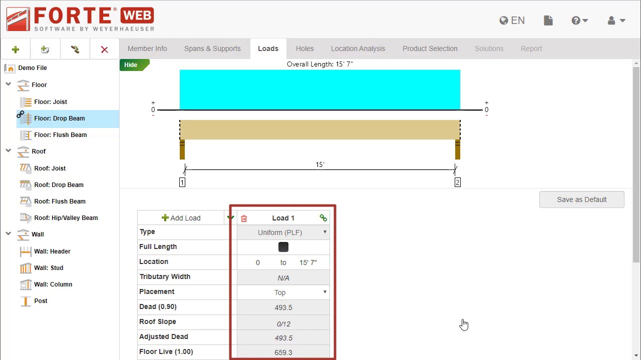 Tour ForteWEB: The Loads Tab for non vertical members - YouTube