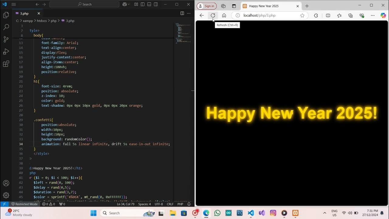 PHP Project 24 'Happy New Year 2025' Created by Trishanth Kumar - YouTube