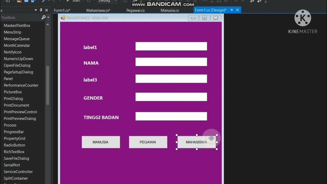 Membuat Inheritance Class dengan Nama Manusia, Pegawai, dan Mahasiswa ...