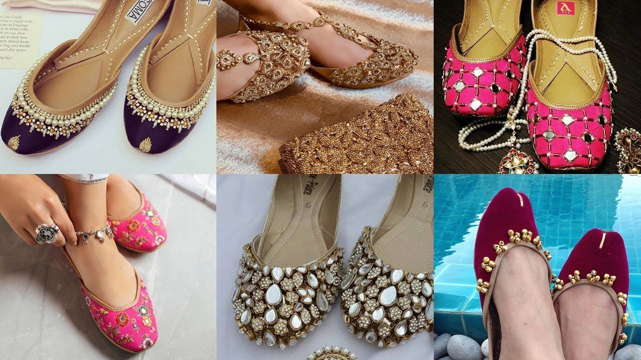 Bridal new beautiful khusa design for brides - YouTube