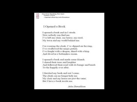 I Opened a Book by Julia Donaldson Solo Verse Speaking Non Open Primary ...