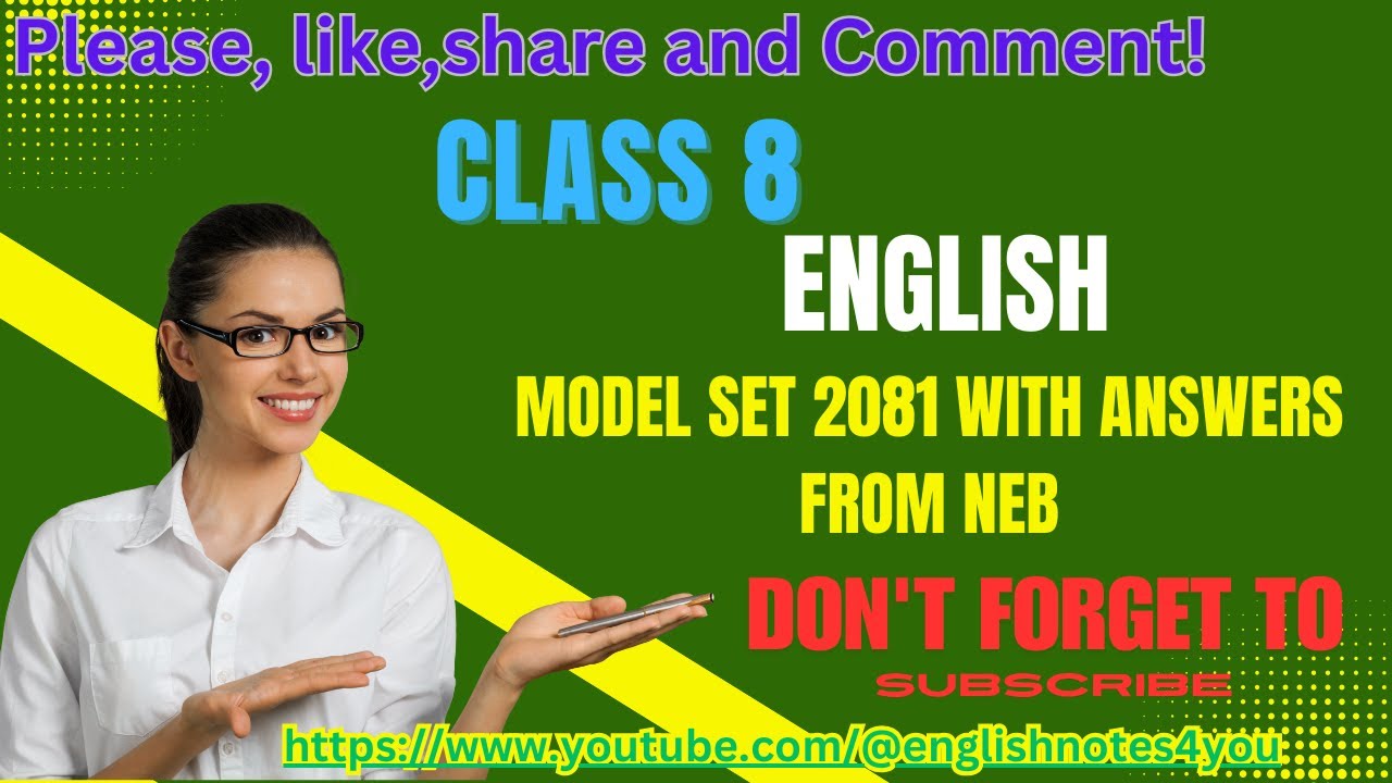 Class Eight English Model Set 1 2081 with answers - YouTube