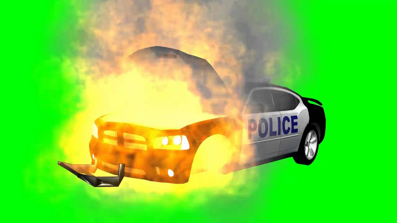 Police Car explodes and on Fire - free green screen - bestgreenscreen ...
