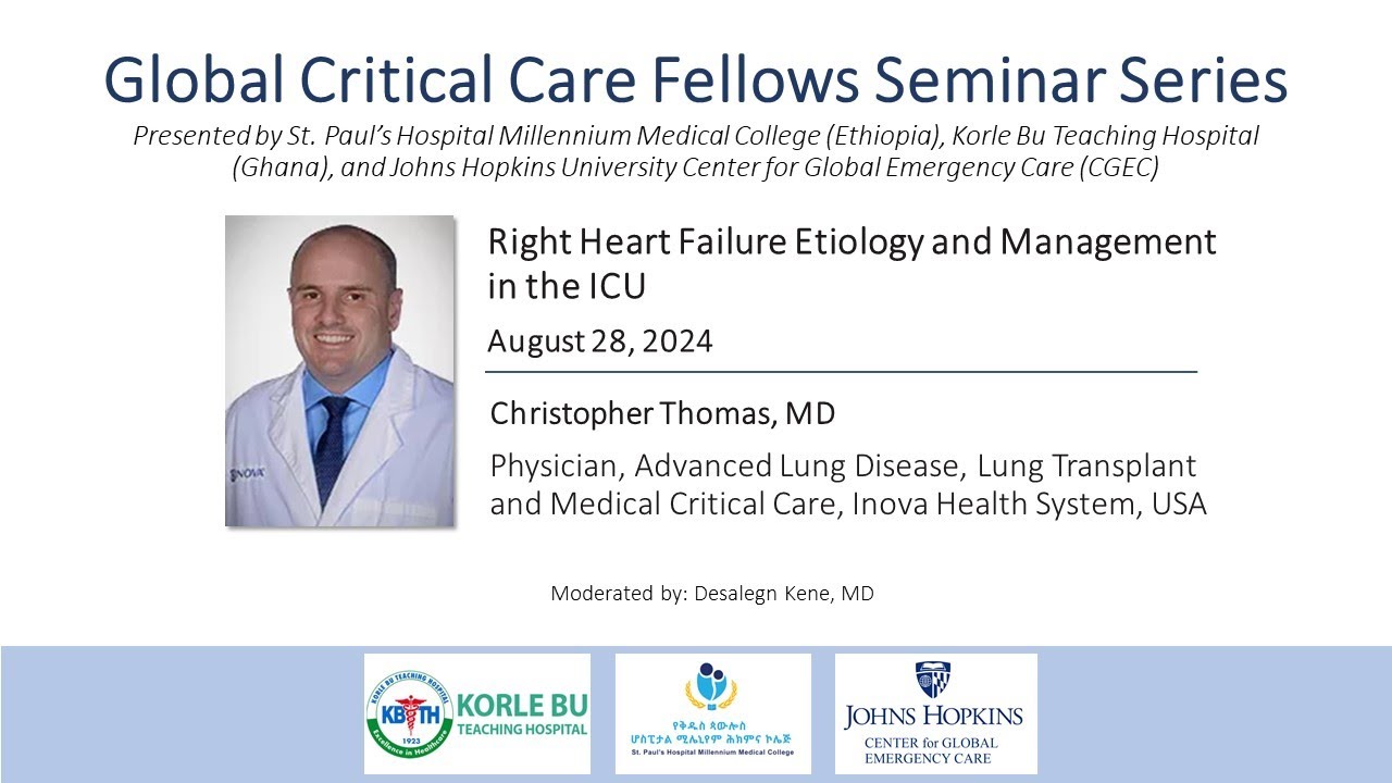 Lecture 8: Right Heart Failure Etiology and Management in the ICU by Dr. Christopher Thomas ...