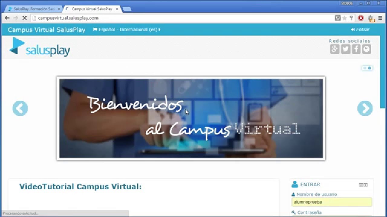 VIDEOTUTORIAL CAMPUS VIRTUAL DE SALUSPLAY (VERSIÓN 3.0) - YouTube
