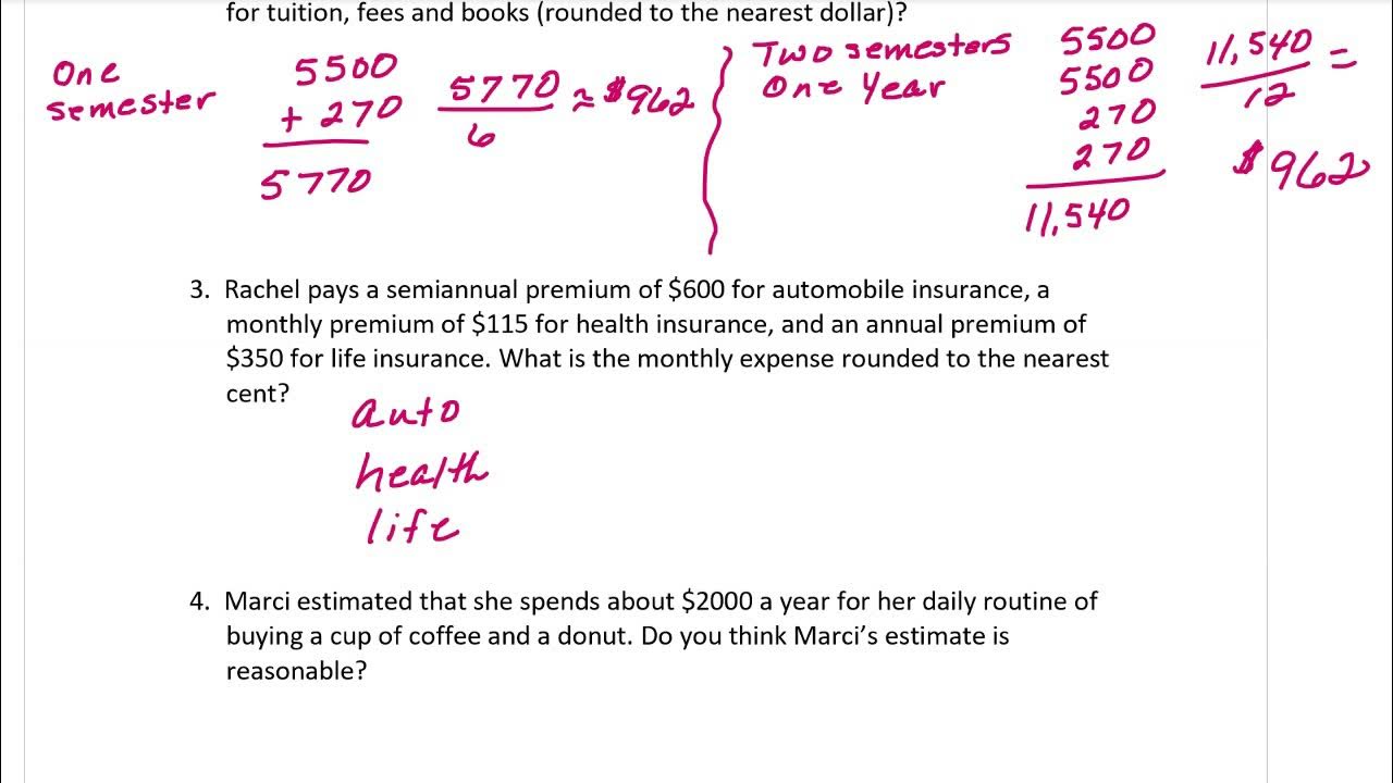 Math Literacy 4A Personal Budgets Prorating Expenses - YouTube