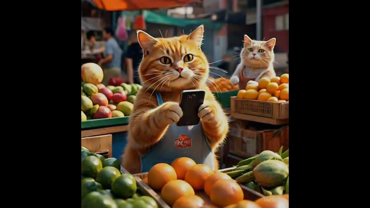 🐱Cat First velog at Fruit market 🔥🍓 #cat #animals #entertainment #youtubeshorts #shorts - YouTube
