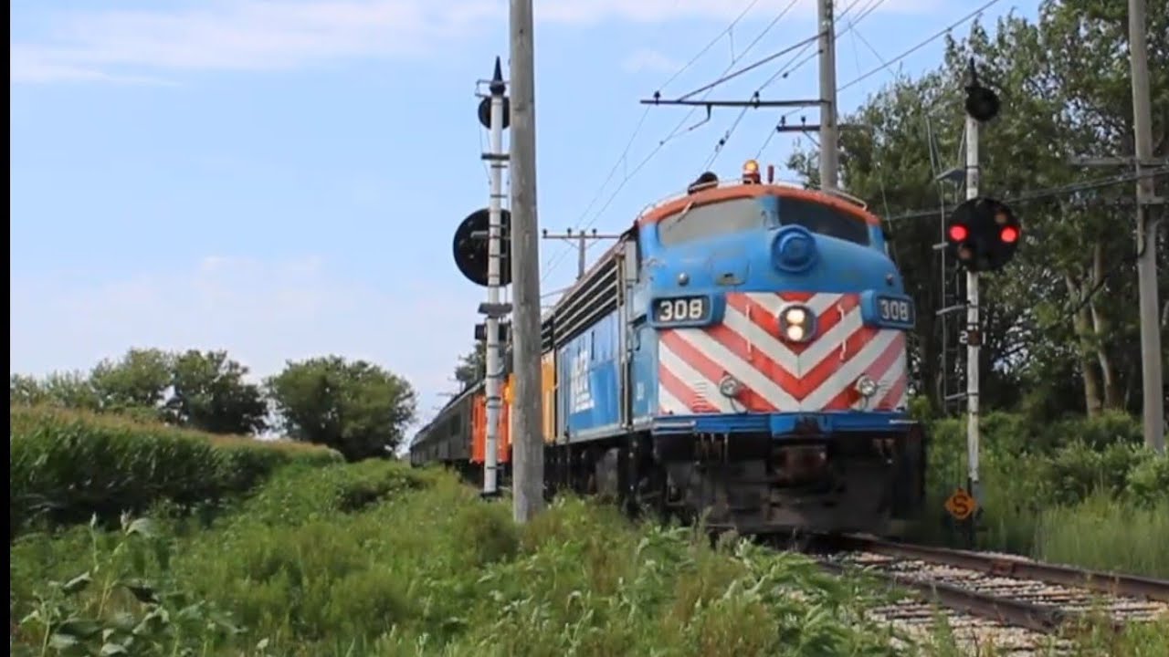 Illinois Railroad Museum: Metra F7A 308 "running the main line" with ...