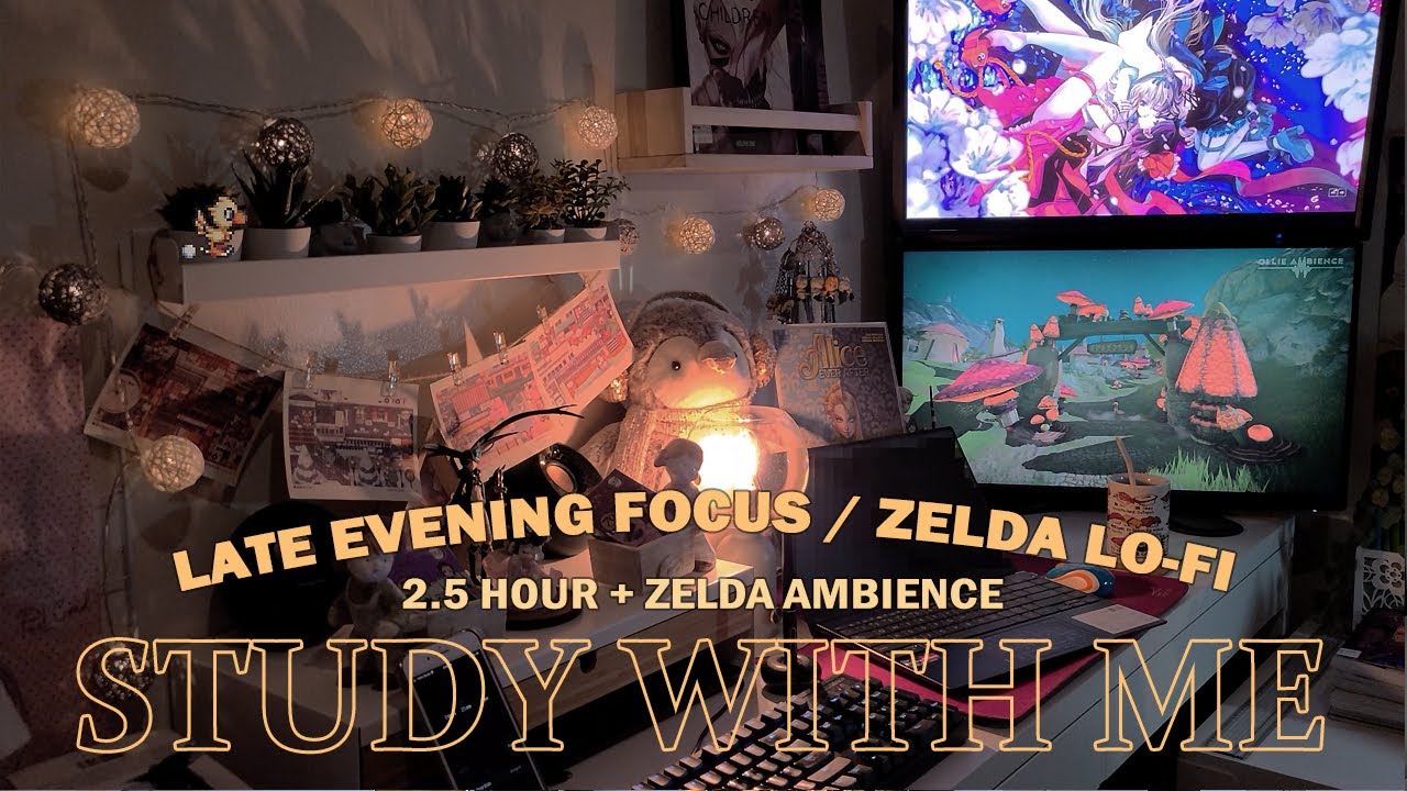 2.5 HOUR STUDY WITH ME / zelda lo-fi ambience / with timer alarm - YouTube