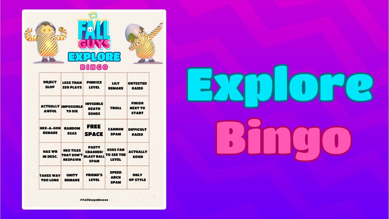 Fall Guys EXPLORE BINGO! - YouTube