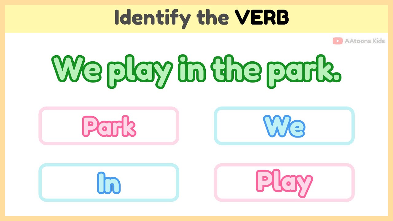 Identify the Verb | Verb Quiz for Kids | English Grammar Quiz - YouTube