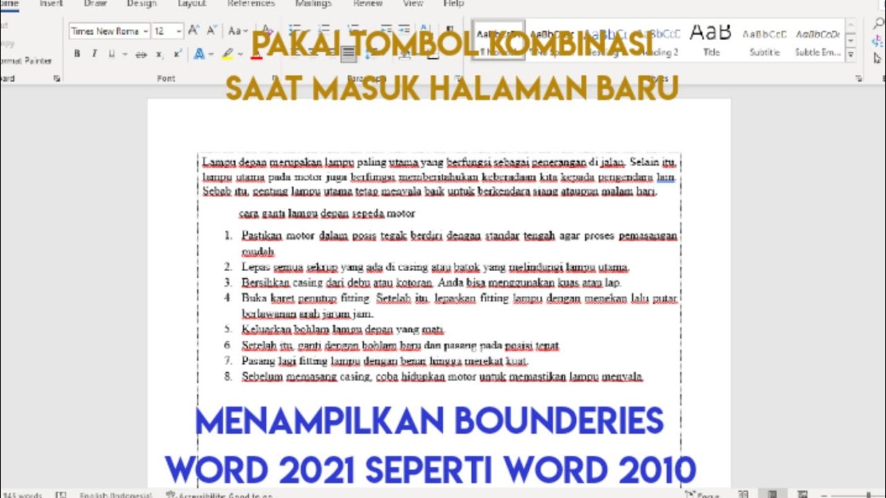 Cara Mengubah Garis Pinggir || Bounderies Word 2021 Paling Lengkap ...