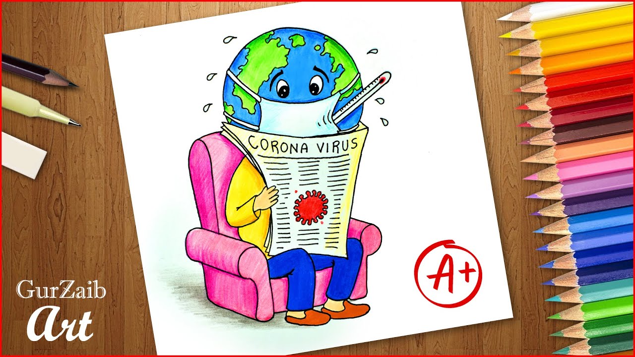 Corona Virus Drawing || Covid 19 earth poster making - (easy) step by ...